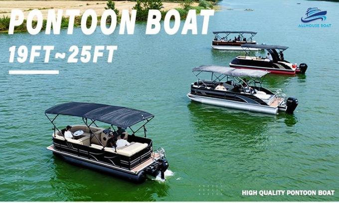 7.6m Single Layer Pontoon Boat with 150HP & Bimini Top