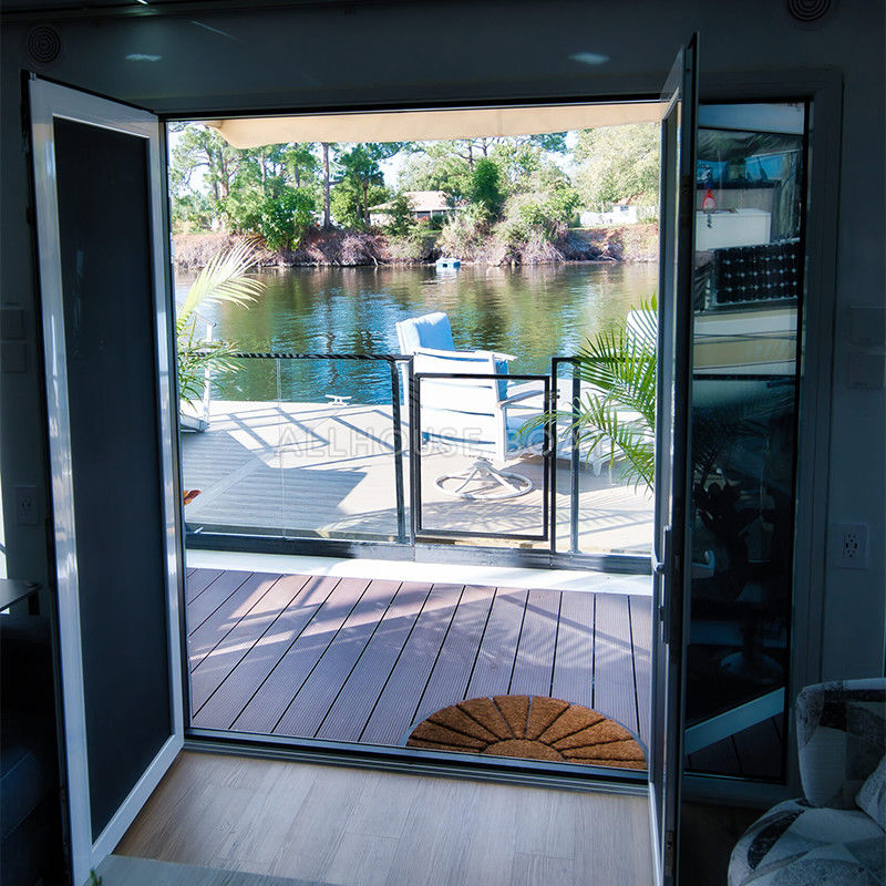 Aluminum Hull Double Deck Houseboat Boat House Floating for waterfront ...