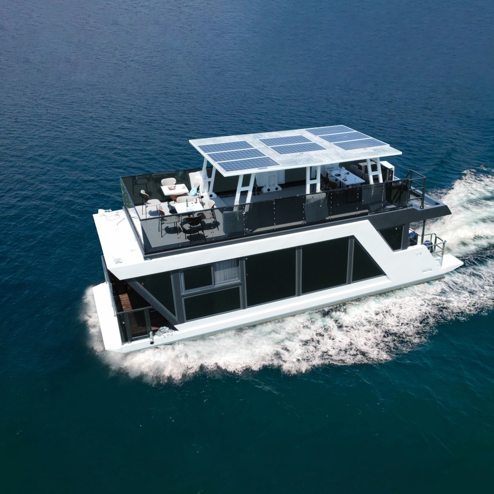 30 People Floating Aluminum Restaurant Boat , Two Story Boat Bar And ...
