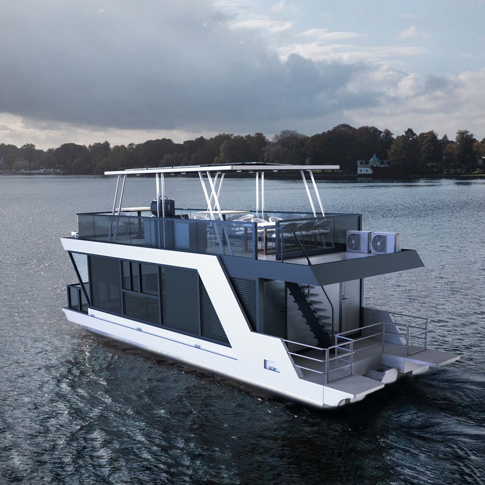 luxurious Double Deck Aluminum Floating Restaurant Boat House For 30 People