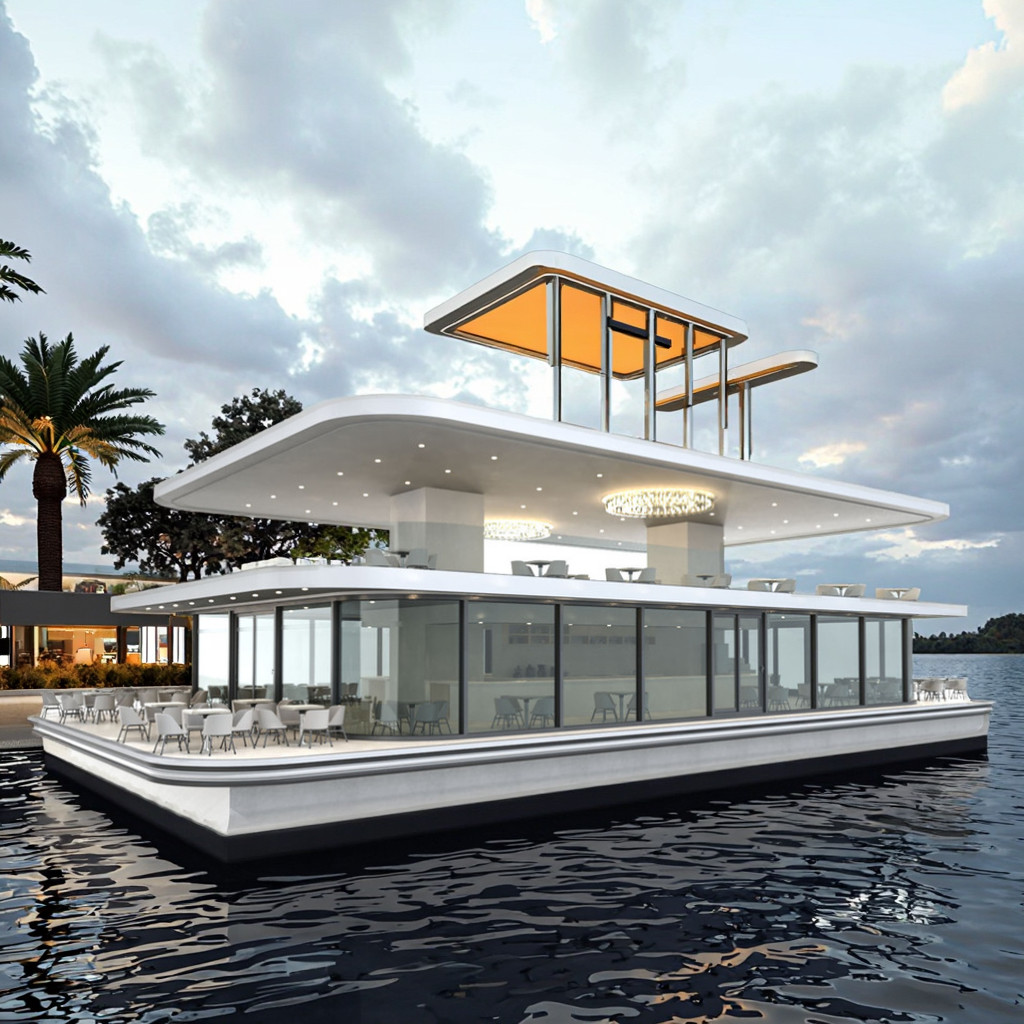 200 People Floating Restaurant Boat Aluminum Material Pontoon Boat ...