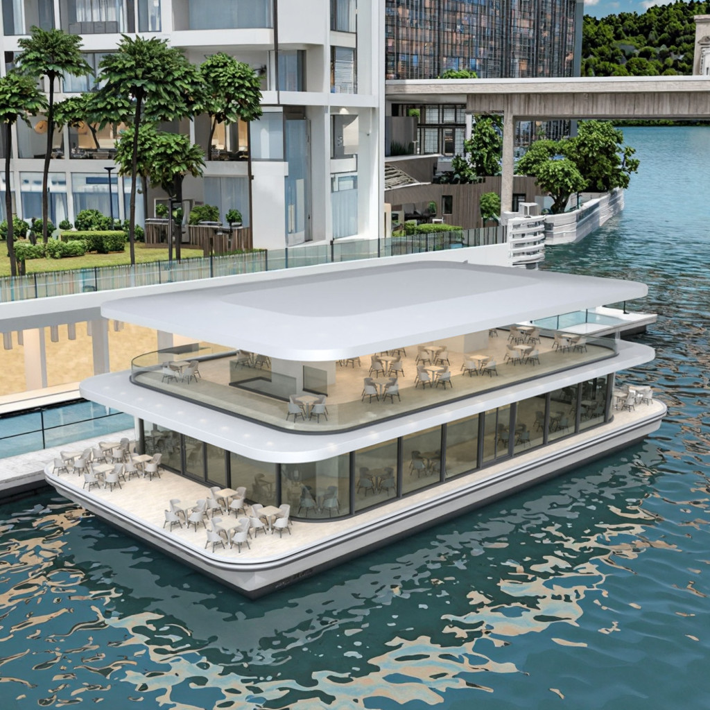 30m Length 15m Width Floating Restaurant Boat High Capacity for 200 People