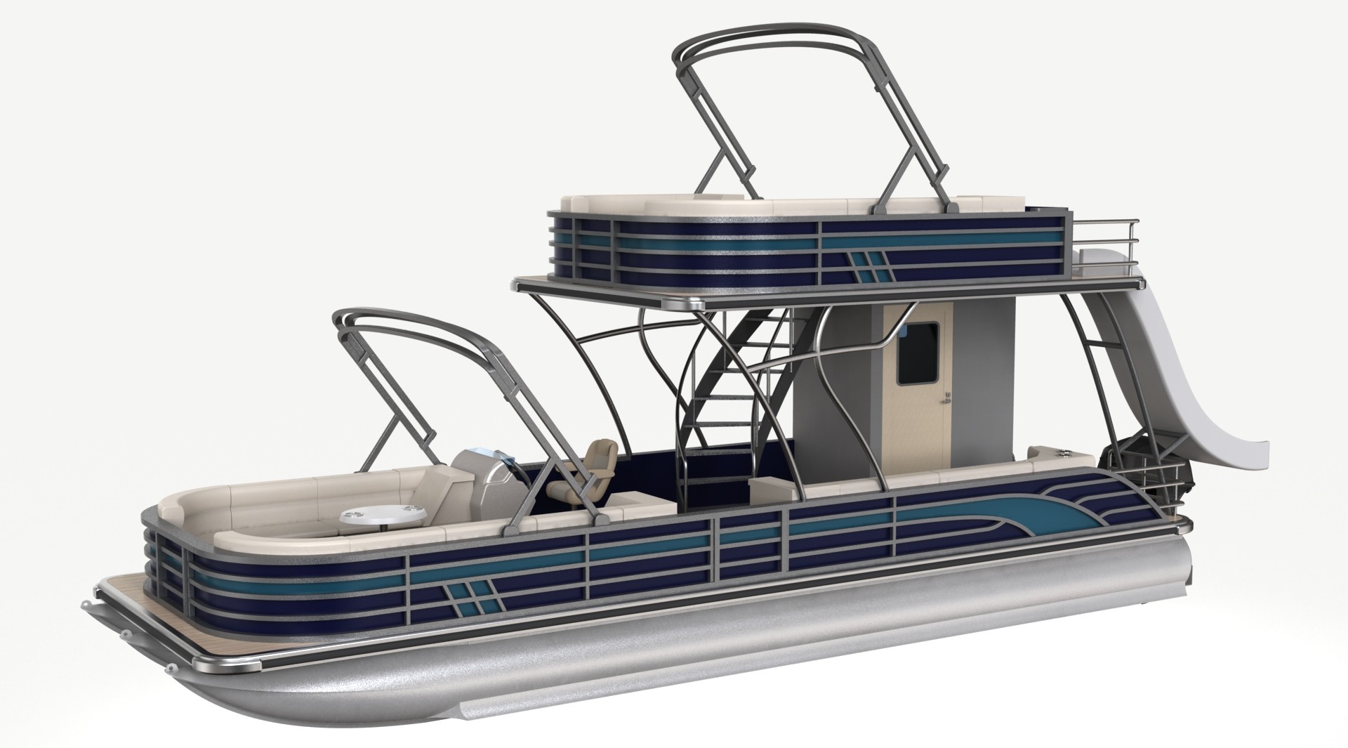 Aluminum Hull 2 Deck Pontoon Boat With Swim Ladder For Party And ...