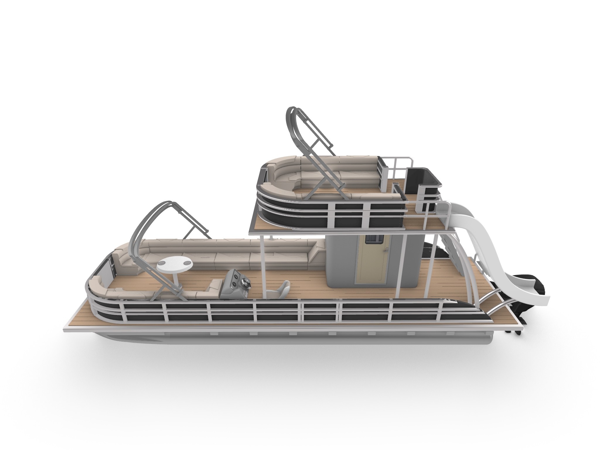 Aluminum Double Decker Luxury Pontoon Boats , 30FT 2 Story Party ...