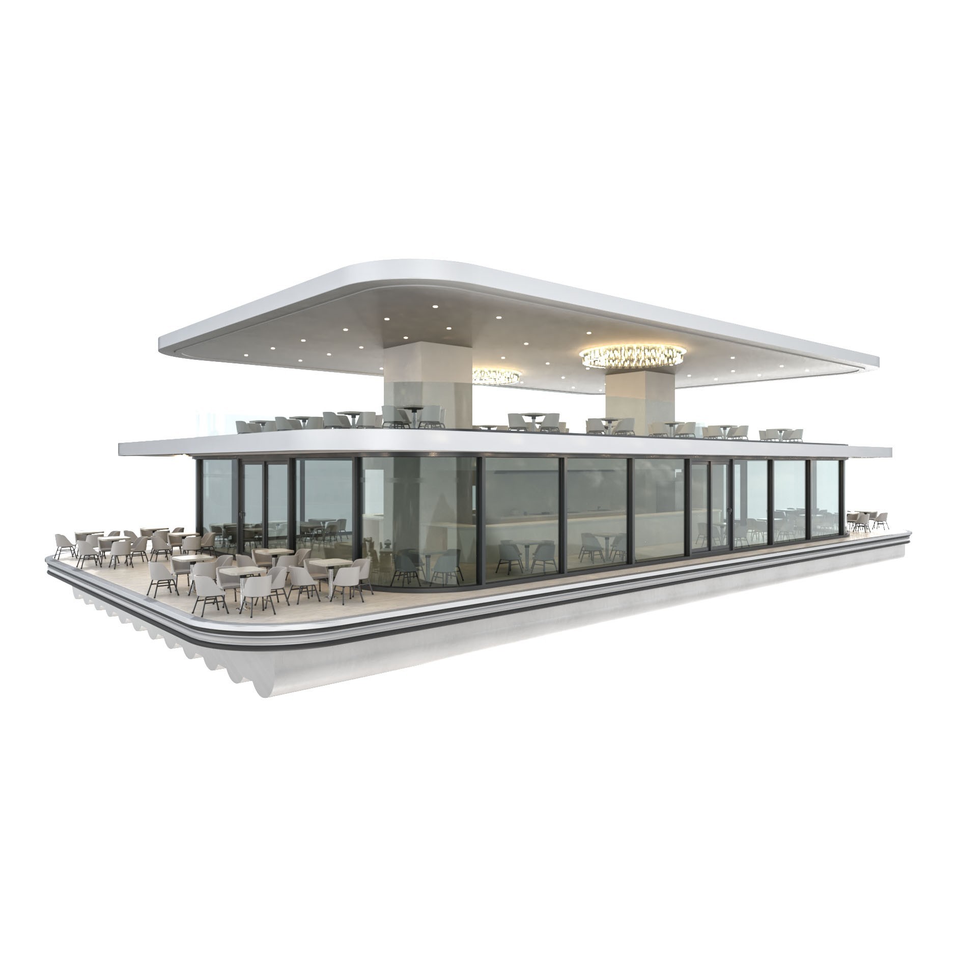 200 People Capacity Aluminum Hull Houseboat Luxury Floating Restaurant Boat