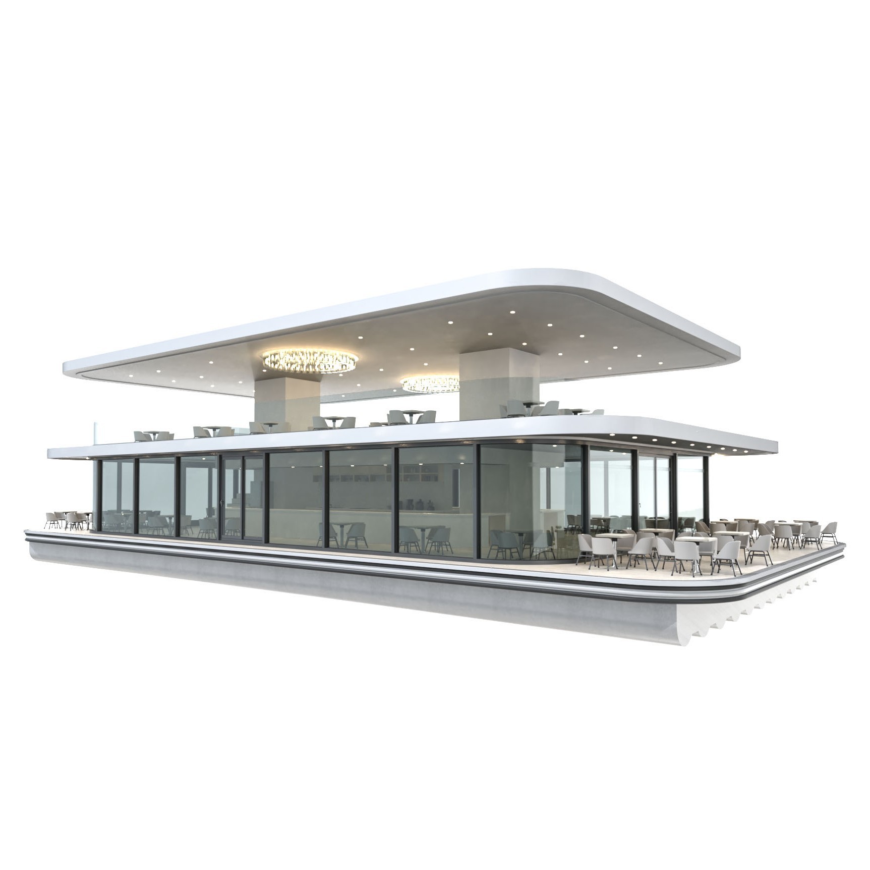 200 People Capacity Aluminum Pontoon Boat Luxury Two Tier Restaurant Boat