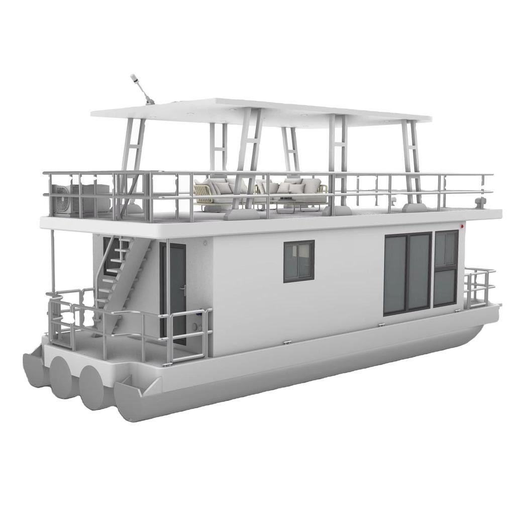 Custom Size Two Story Aluminum Floating Hotel Houseboat With Bathroom video