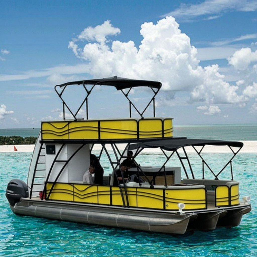 22-26 Person Party Barge Double Decker Aluminum Pontoon Style Boat