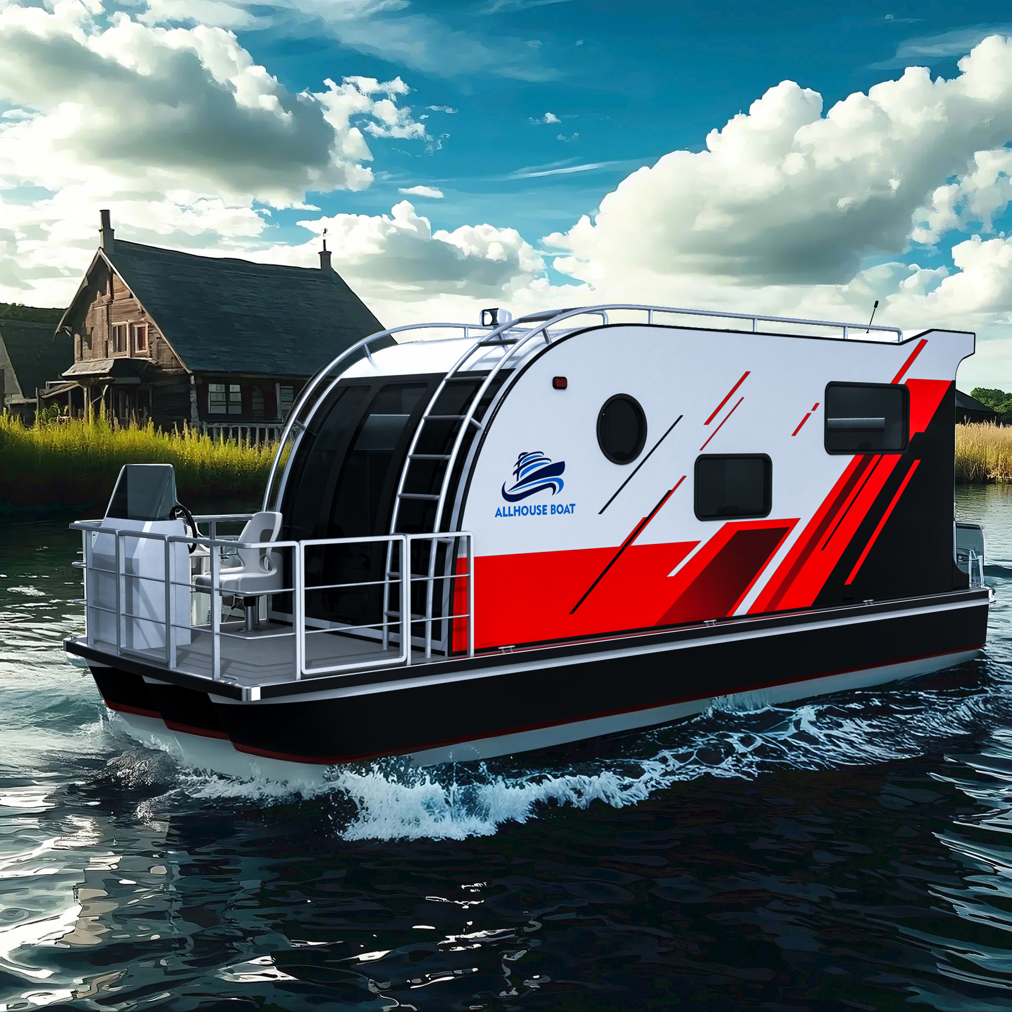 Capacity 2-6 People House Boat Hotel Luxury Floating With 4.0mm Tube ...