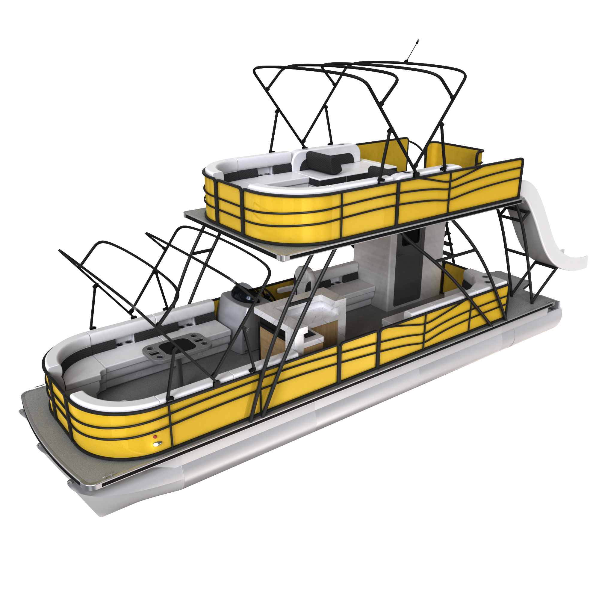 Double Decker Pontoon Boat with Trailer and Motor